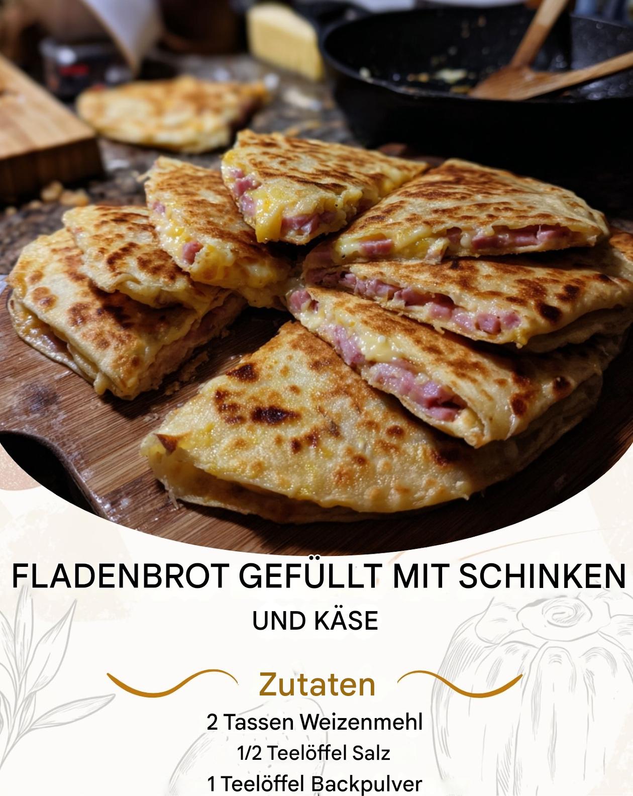 Gefulltes Fladenbrot Mit Schinken Und Kase